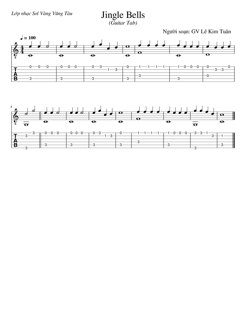 Jingle bells Tab Guitar Easy Sheet music for Guitar (Solo) | Musescore.com
