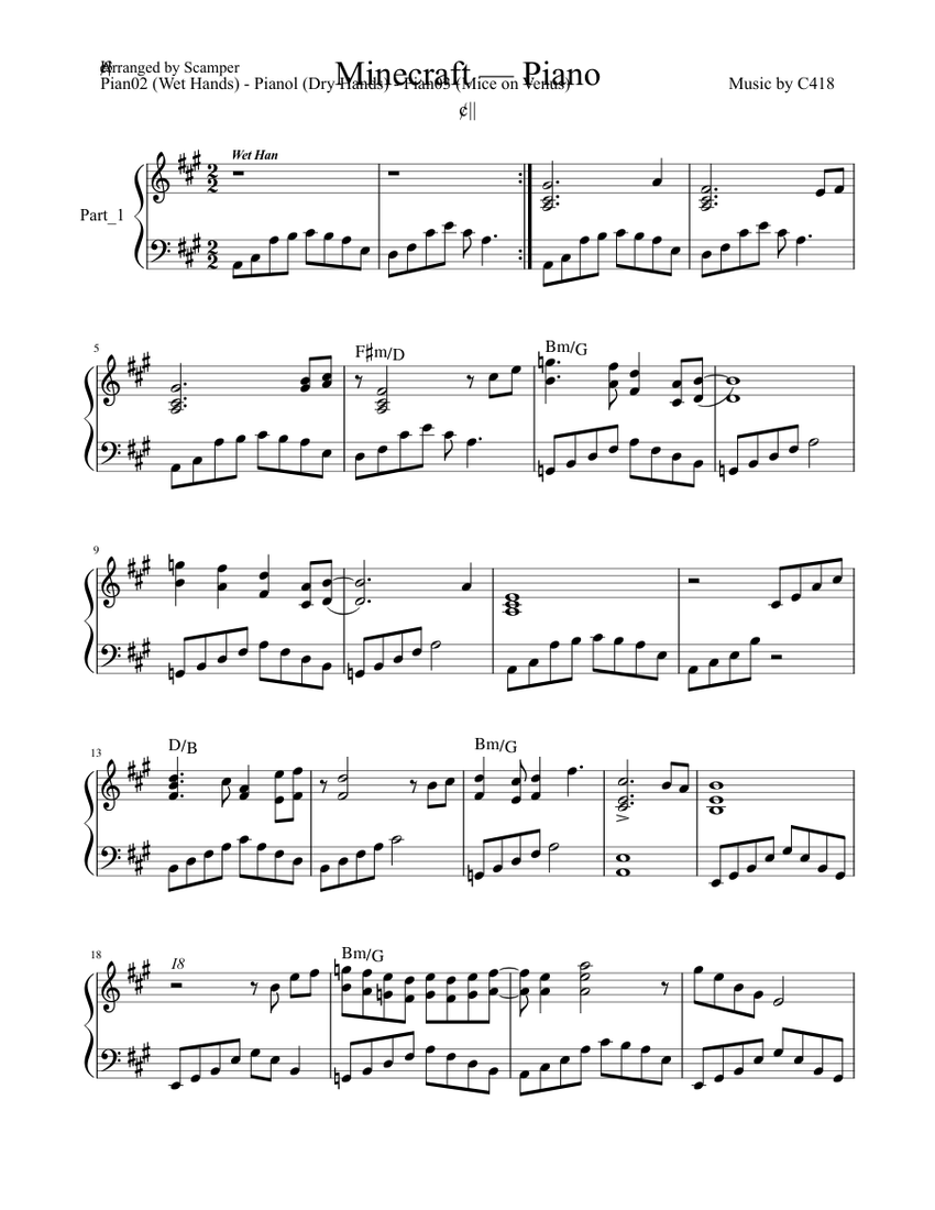 Minecraft — Piano Sheet music for Piano (Solo) | Musescore.com