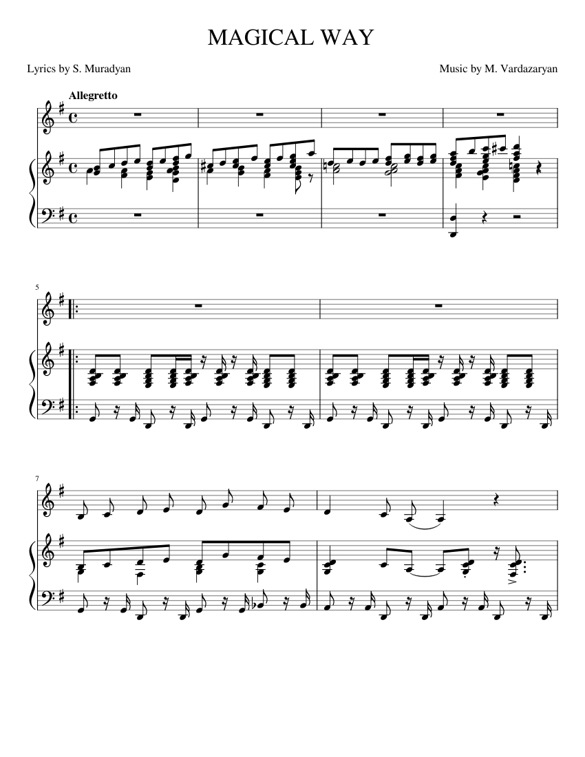 MAGICAL WAY Sheet music for Piano, Vocals (Piano-Voice) | Musescore.com