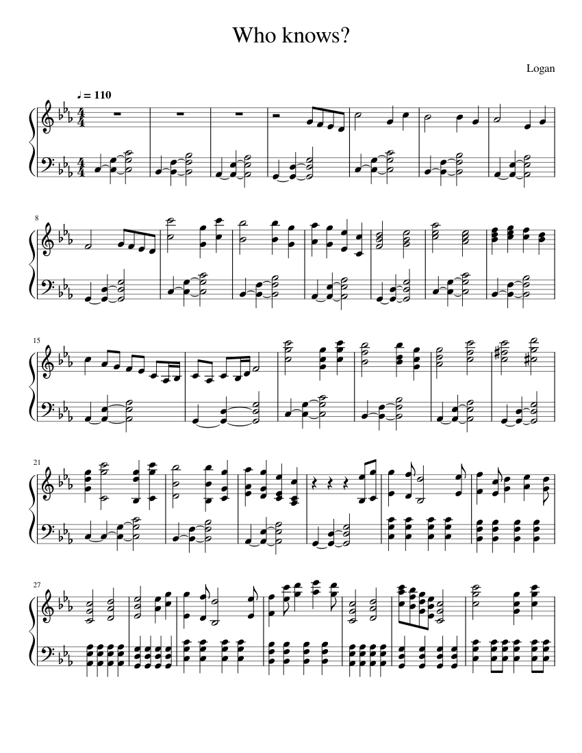 Who knows? Sheet Music for Piano (Solo) | MuseScore.com