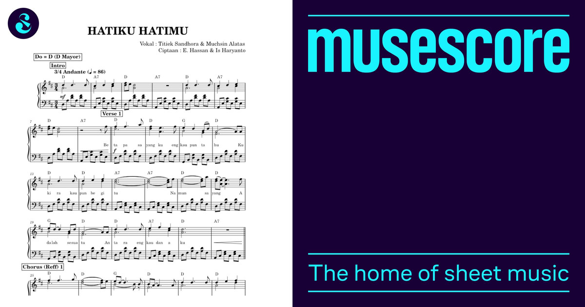 Hatimu Hatiku – Titiek Sandhora & Muchsin Alatas Sheet music for Piano ...
