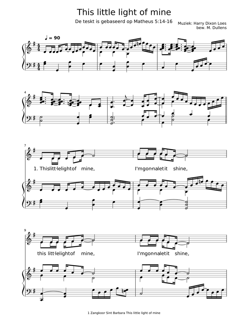 This little light of mine_partituur Sheet music for Piano, Soprano ...