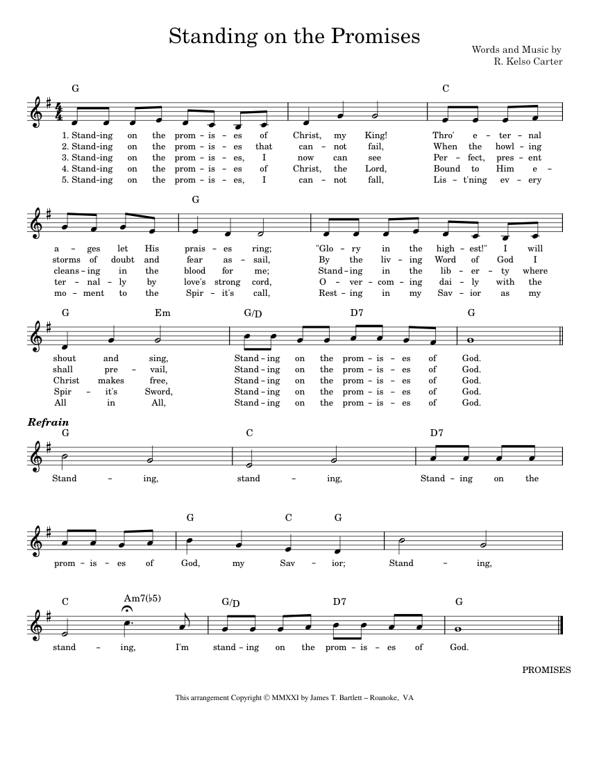 Standing on the Promises [lead sheet] Sheet Music with Chords for Piano ...
