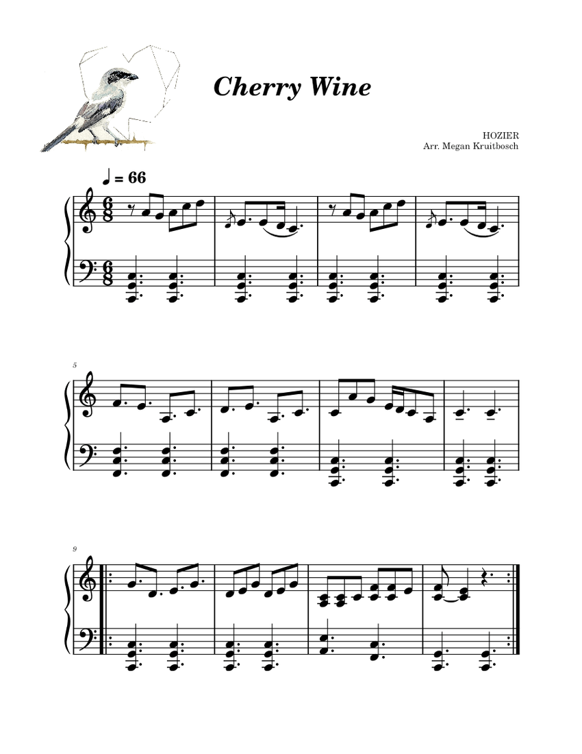 Cherry Wine – Hozier Sheet Music for Piano (Solo) Easy | MuseScore.com
