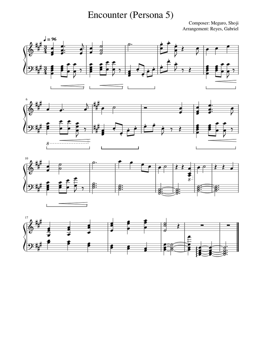 Encounter (Persona 5) Sheet Music for Piano (Solo) Easy | MuseScore.com