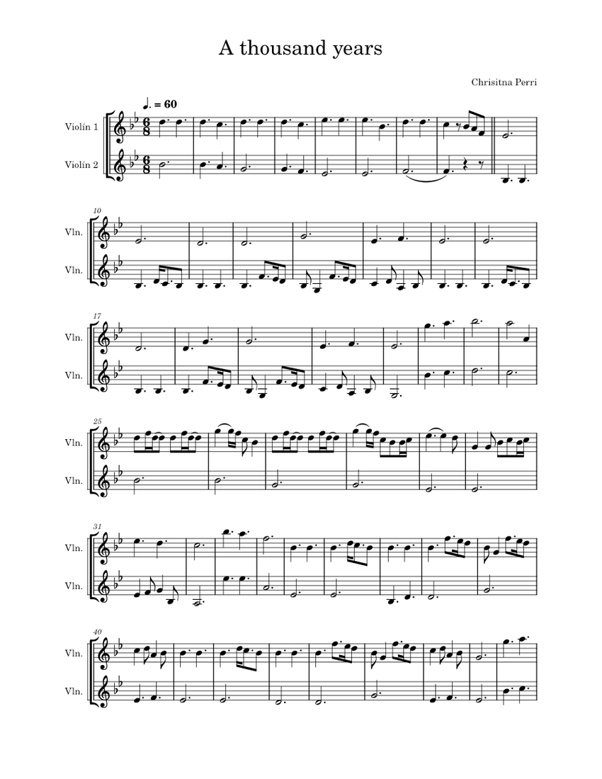 A thousand years – Christina Perri A thousand years Sheet music for ...
