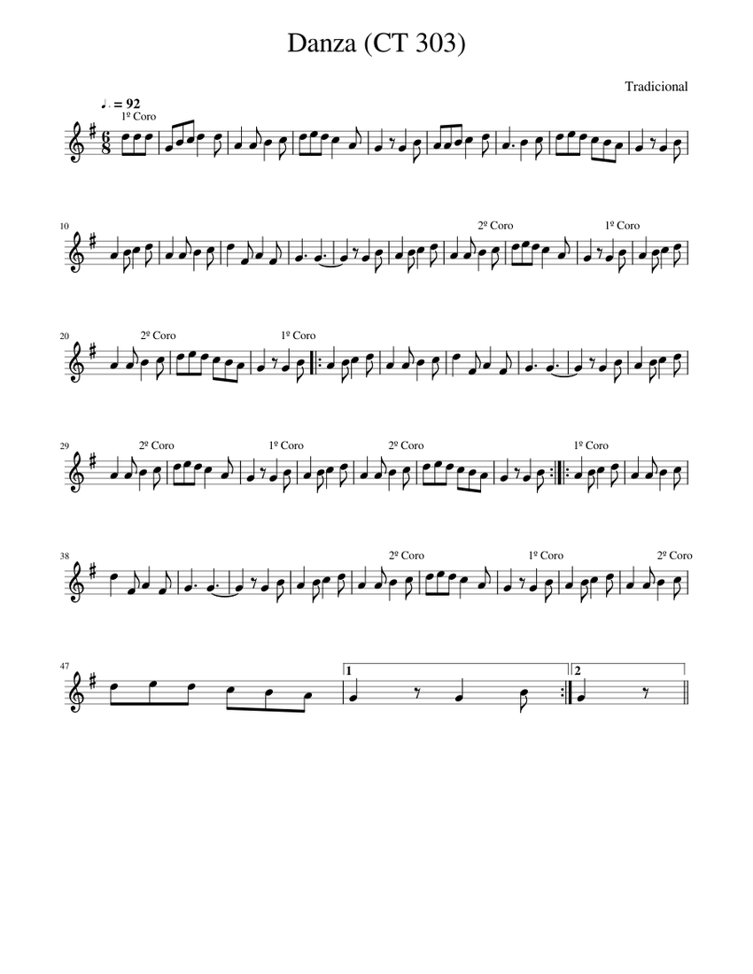 Traditional music - Danza (CT 303) Sheet music for Piano (Solo) Easy ...
