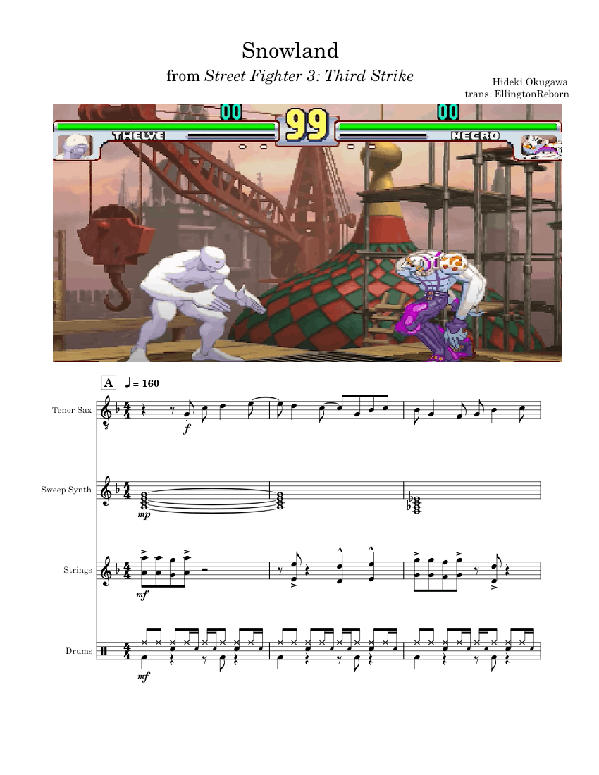 Snowland (SF Third Strike) Sheet Music for Saxophone tenor, Bass guitar ...