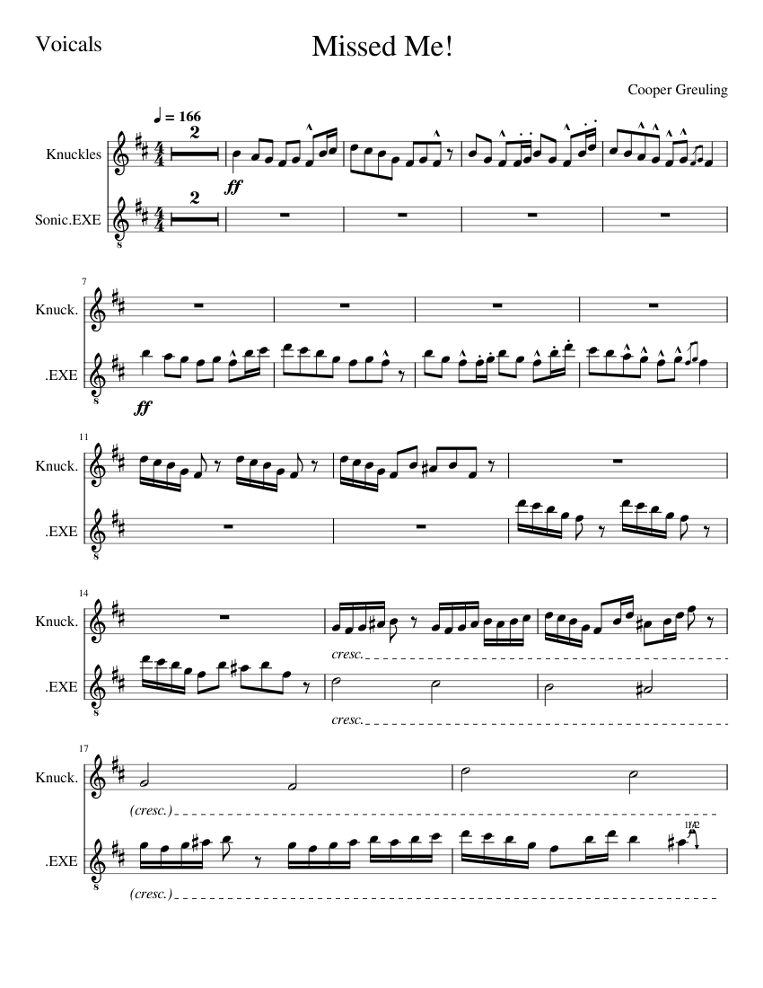 Missed Me!-Voicals Sheet music for Saxophone tenor, Trumpet in b-flat (Mixed Duet) | Musescore.com