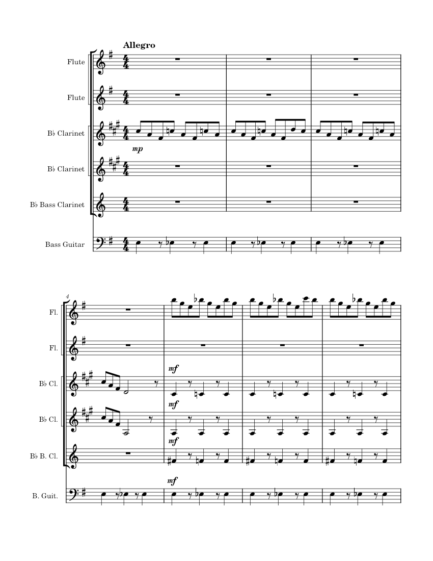 Jolyne's Theme for woodwind quintet Sheet music for Flute, Clarinet in ...