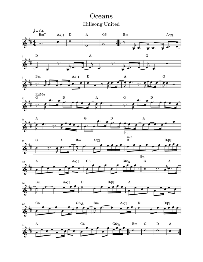 Oceans where feet may fail – Hillsong United Sheet Music with Chords ...
