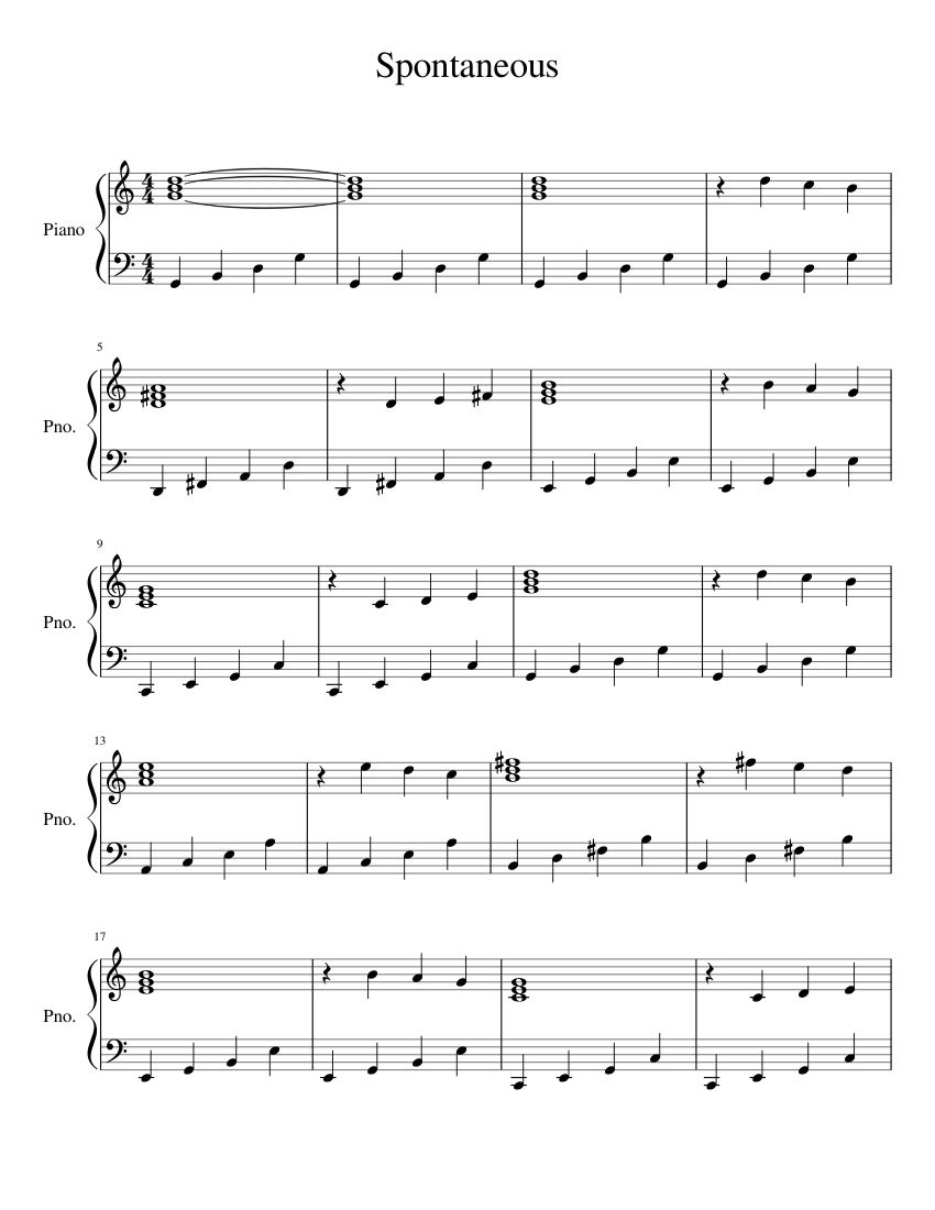 Spontaneous Sheet music for Piano (Piano Duo) | Musescore.com