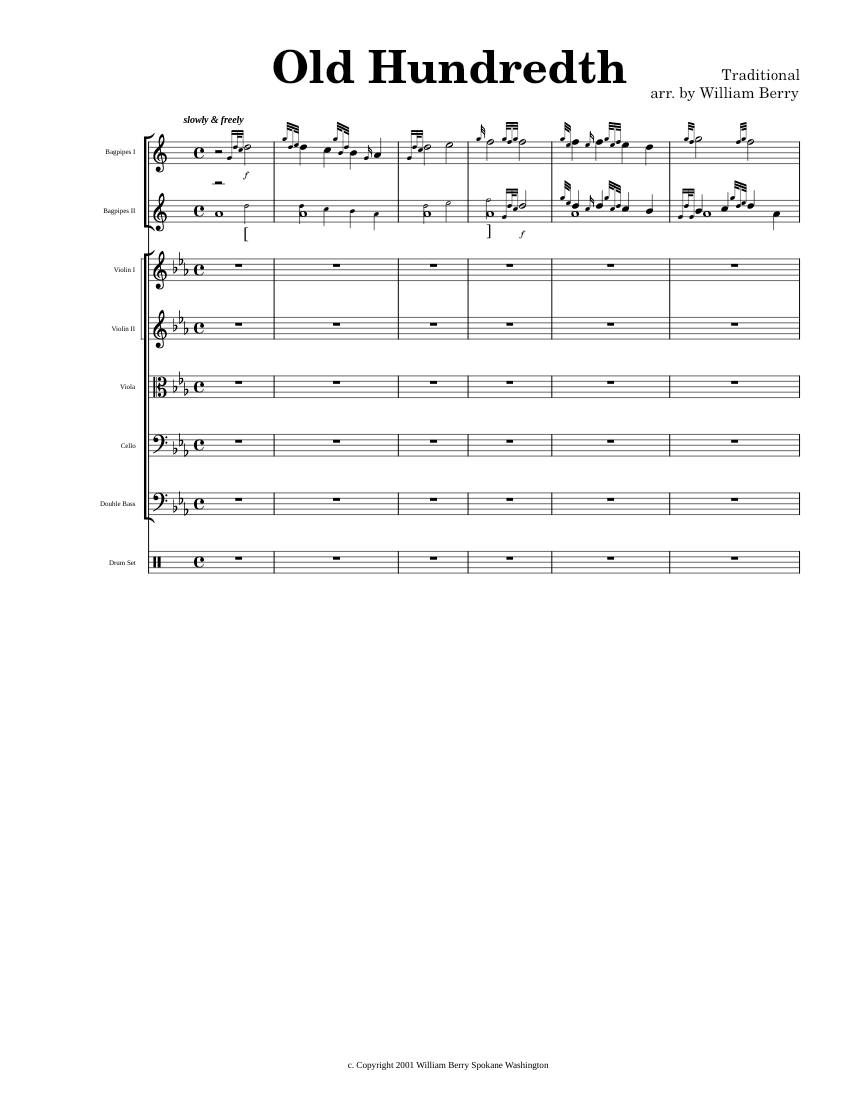 Old Hundredth – Traditional/arr. by William Berry Sheet Music for ...
