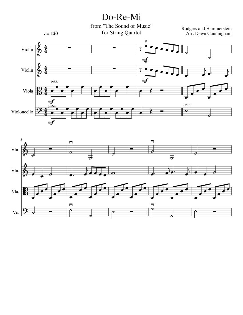 Do-Re-Mi Sheet Music for Violin, Viola, Cello (String Quartet ...