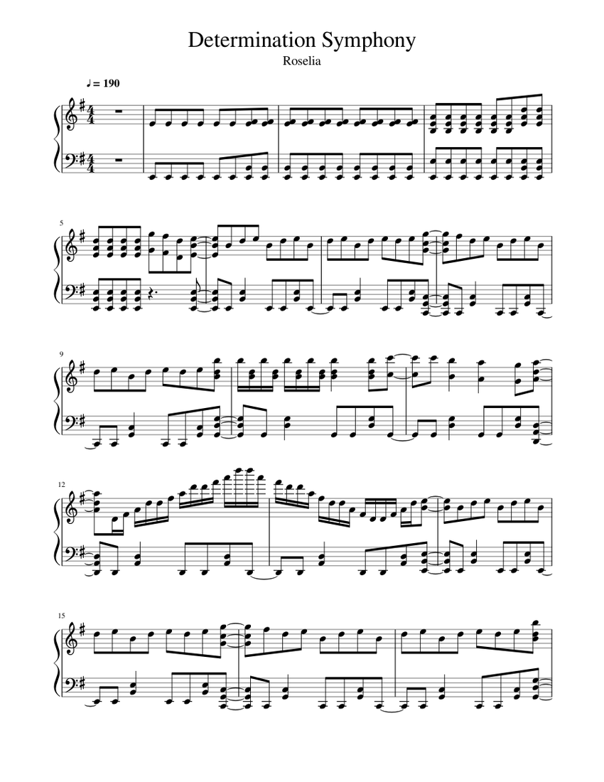 Determination Symphony/Roselia Sheet music for Piano (Solo) | Musescore.com