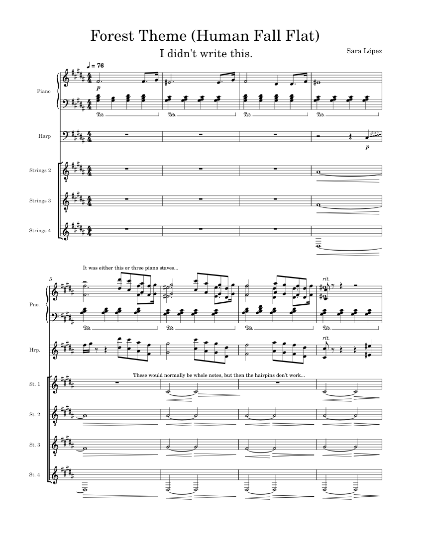 Forest Theme (Human Fall Flat) - Sara López Sheet Music for Piano, Tuba ...