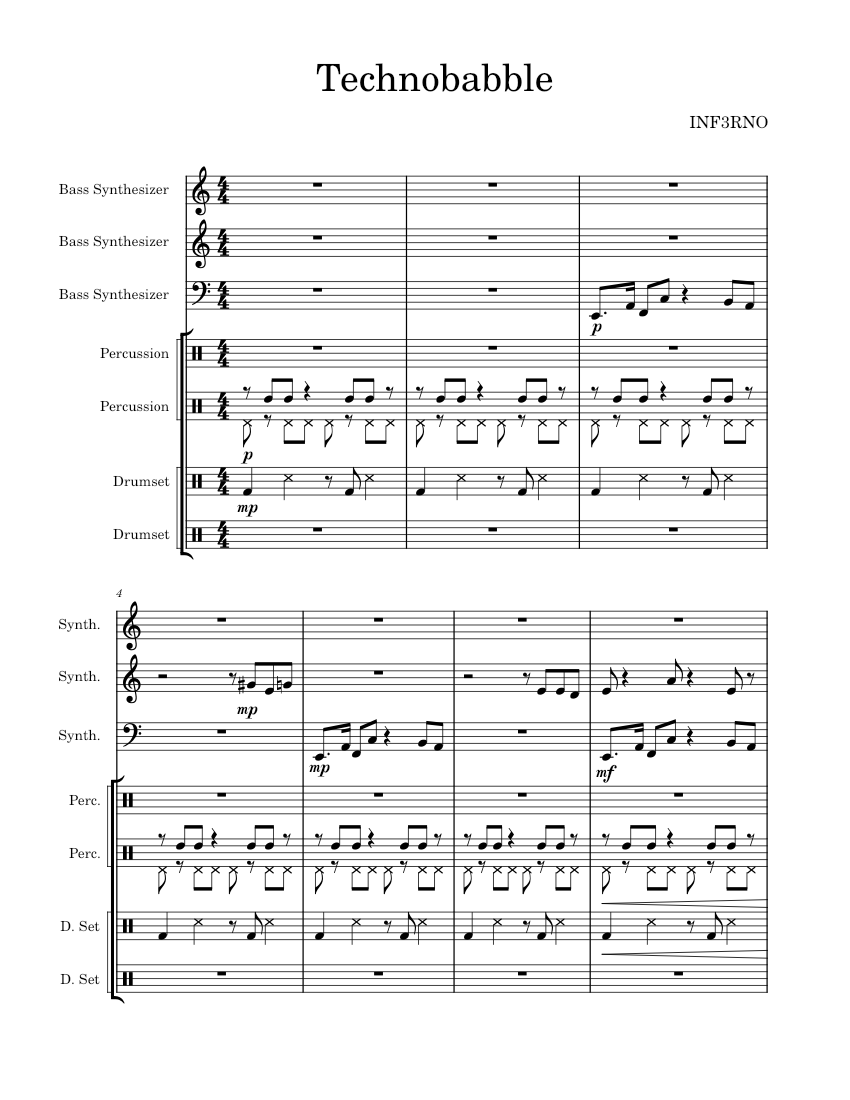 Technobabble Sheet music for Bass guitar, Drum group (Mixed Ensemble ...