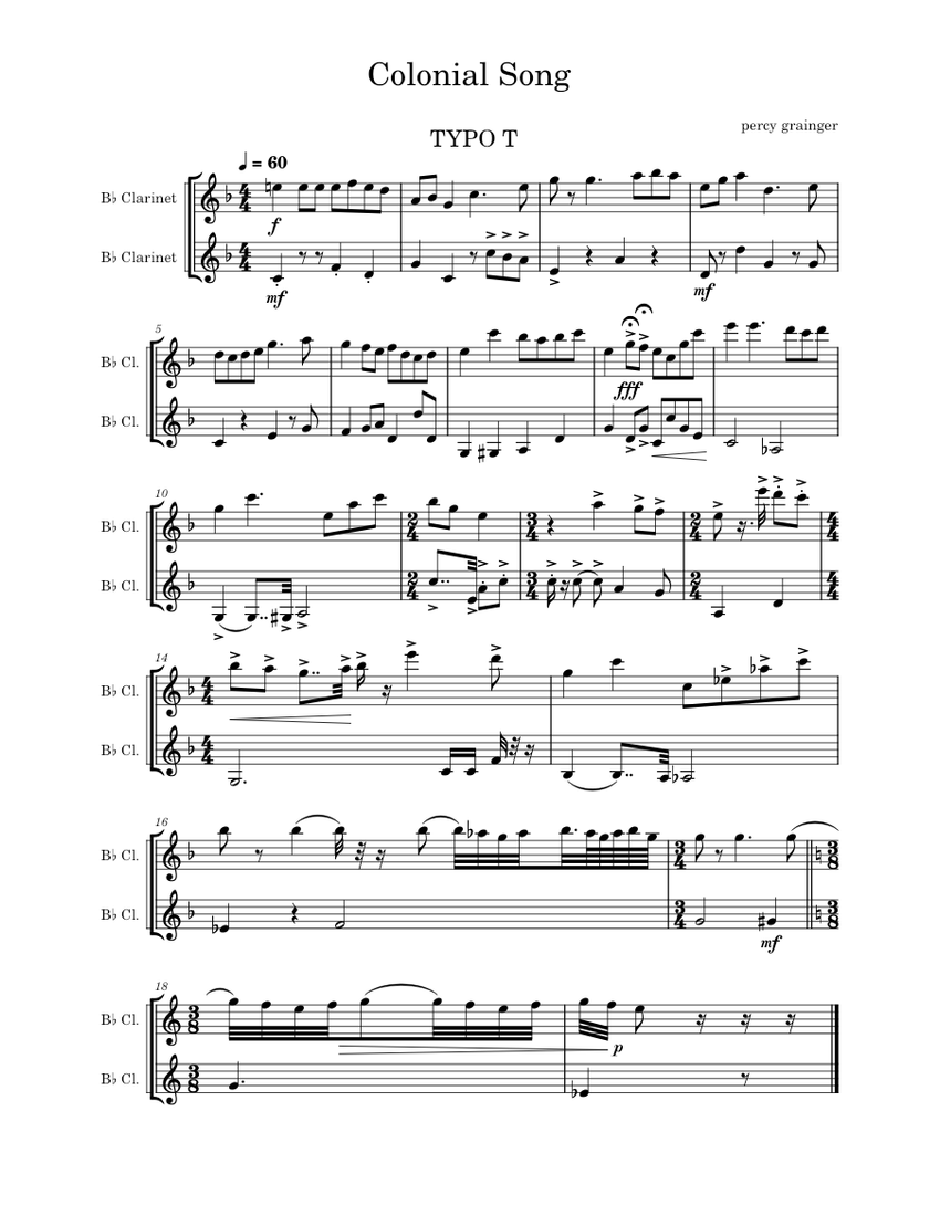 Colonial Song – Percy Grainger Percy Grainger Colonial Song Sheet music ...