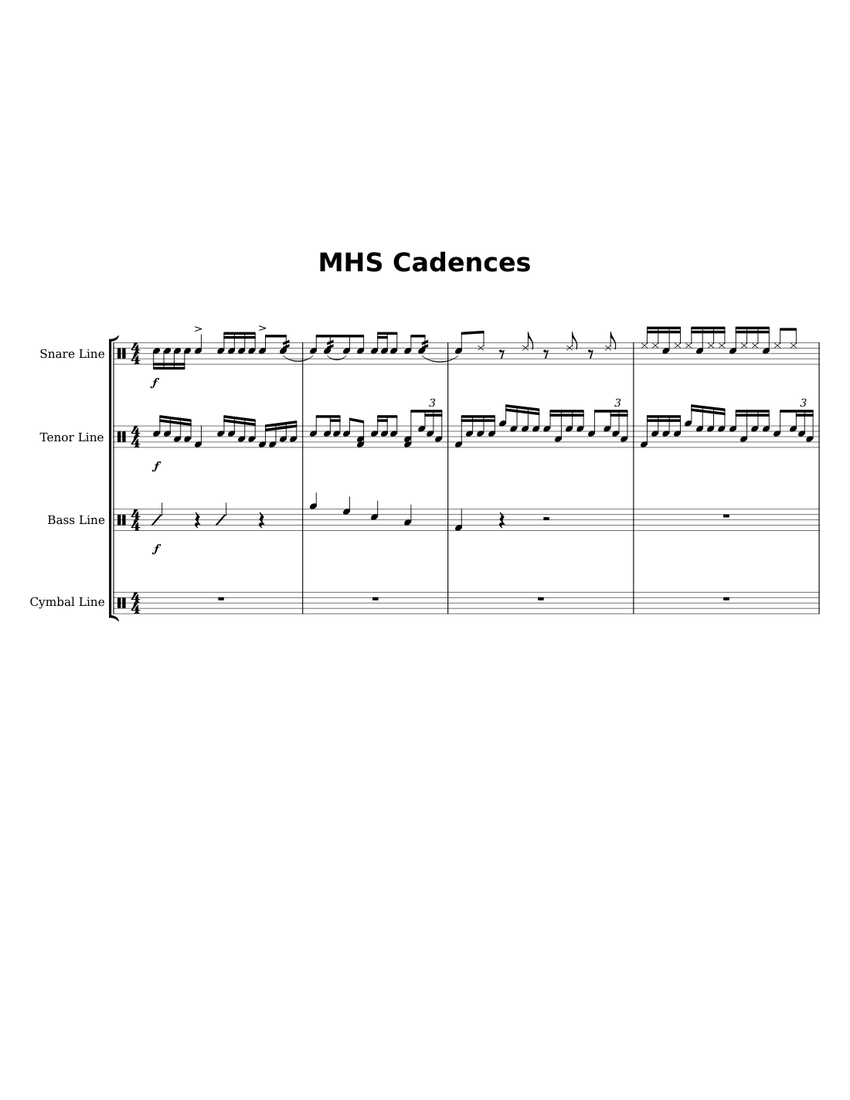 MHS_Cadences Sheet music for Snare drum, Crash, Tenor drum, Bass drum ...