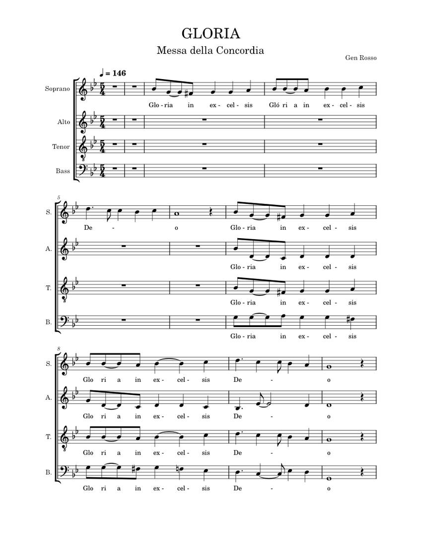 Gloria in excelsis Deo Sheet music for Soprano, Alto, Tenor, Bass voice ...