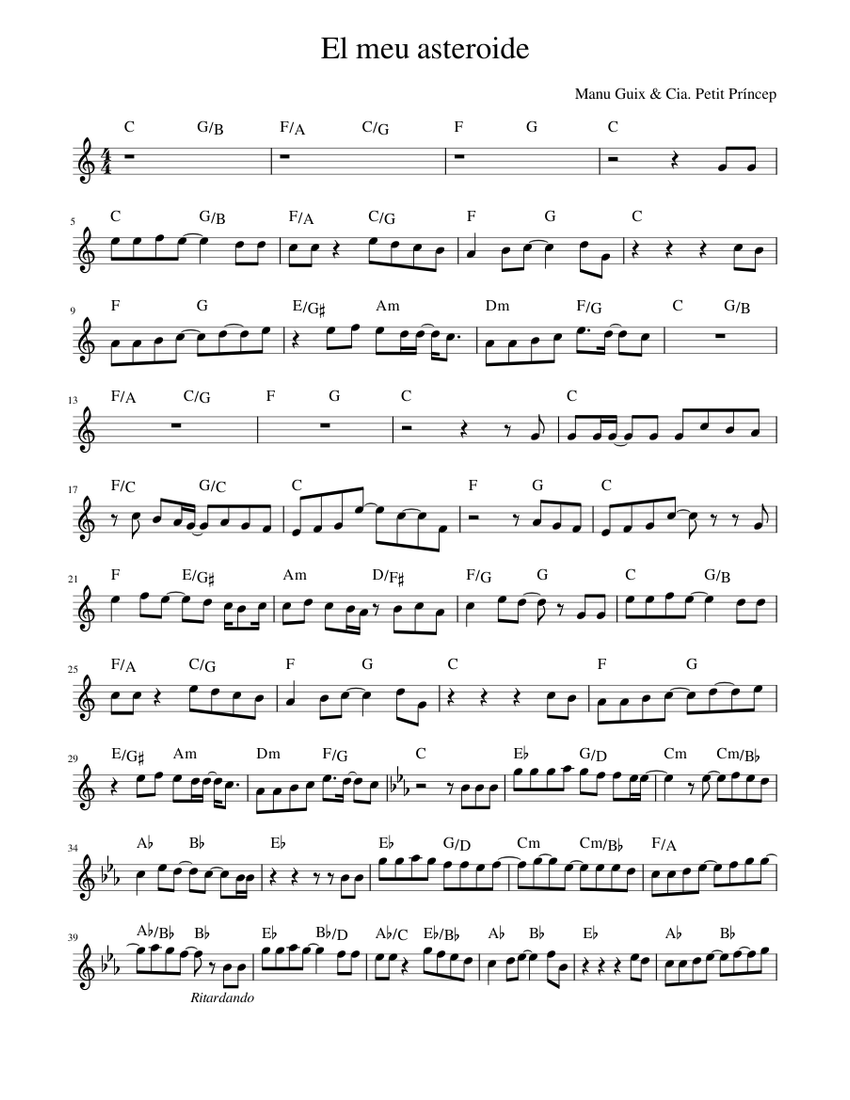 El meu asteroide – Manu Guix Sheet music for Piano (Solo) Easy | Musescore.com