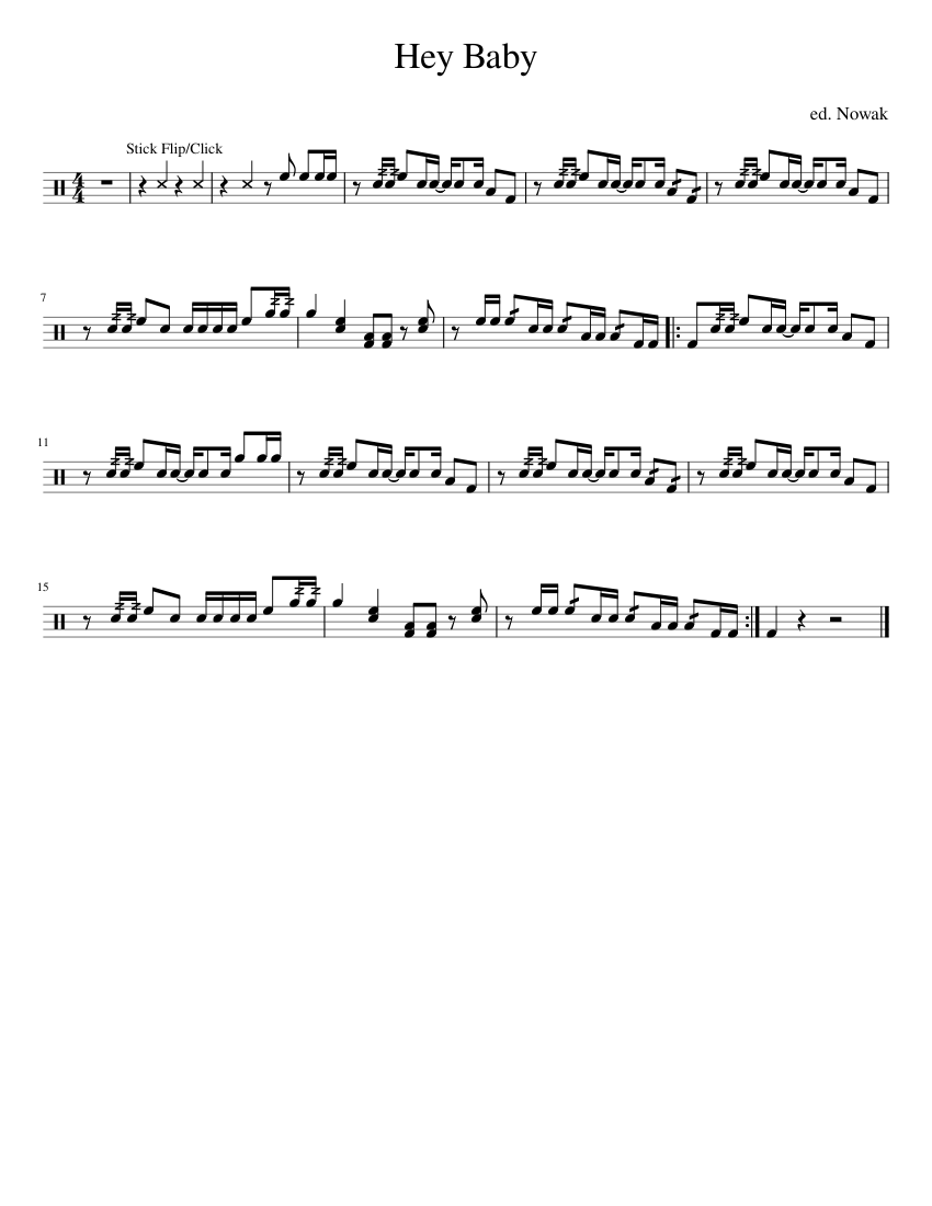 Hey Baby Tenors Sheet Music for Tenor drum (Solo) | MuseScore.com