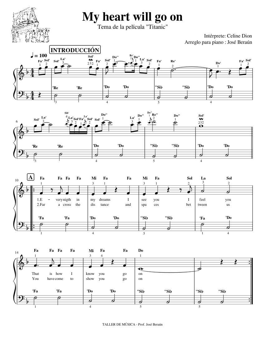 TITANIC My_heart_will_go_on - Celine Dion (piano fácil) Sheet Music for ...