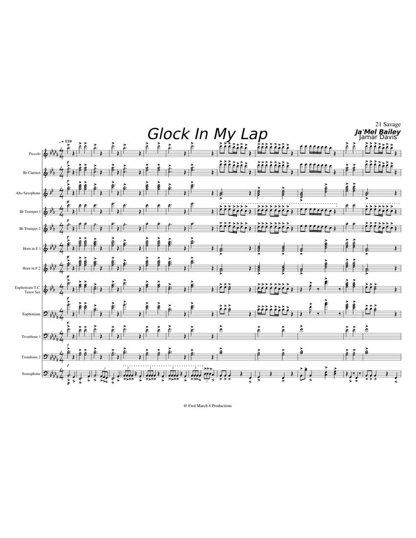 Glock In My Lap - 21 Savage, Metro Boomin Sheet Music for Trombone ...