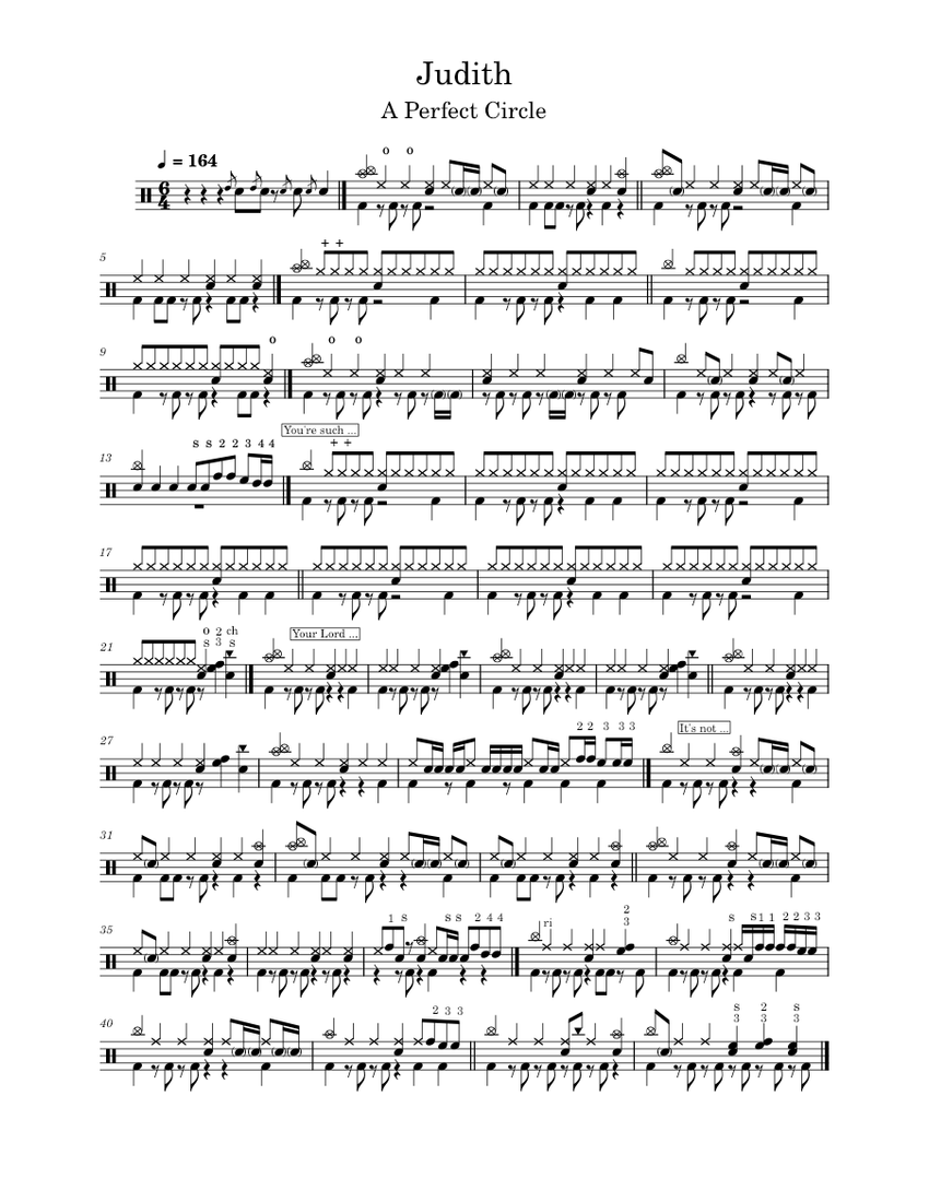 Judith - A Perfect Circle Sheet Music for Drum group (Solo) | MuseScore.com