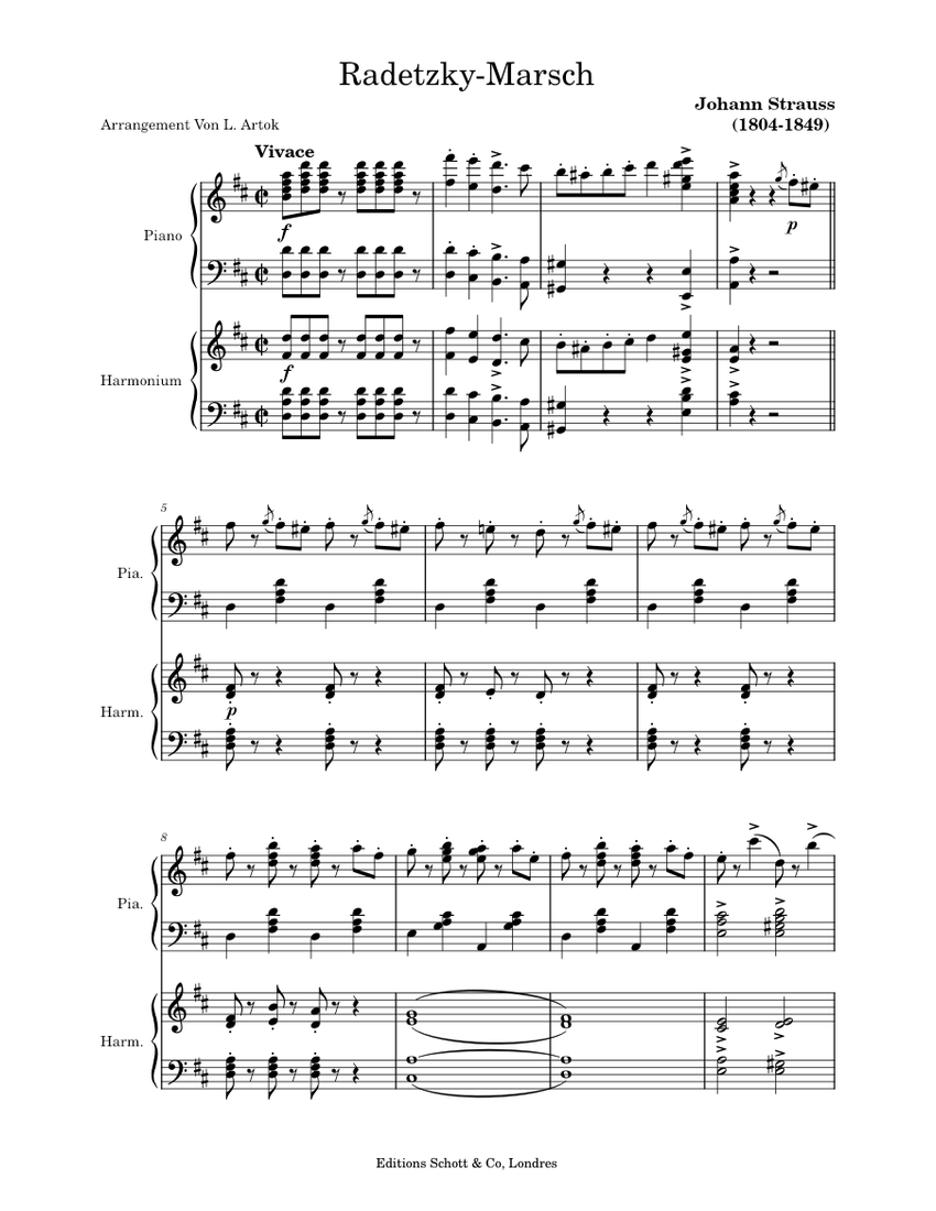 Radetzky-Marsch – Johann Strauss Sheet Music for Piano, Harmonium ...