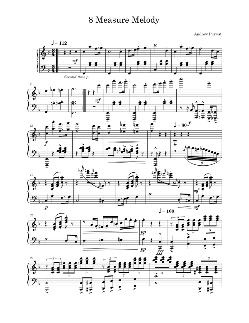 8 Measure Melody Sheet music for Piano (Solo) | Musescore.com