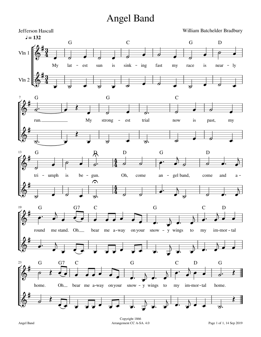 Angel Band Sheet Music for Violin (String Duet) | MuseScore.com
