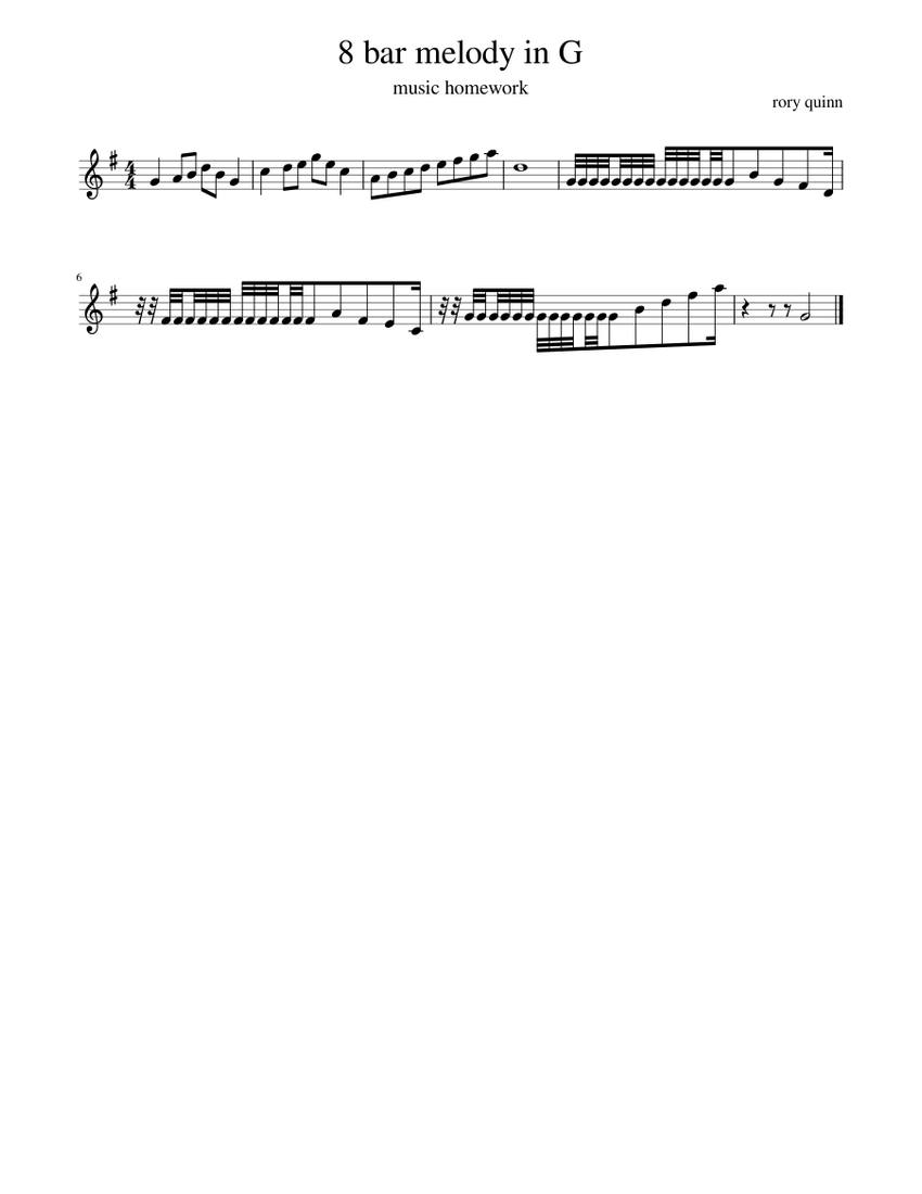 8_bar_melody_in_G Sheet music for Piano (Solo) | Musescore.com