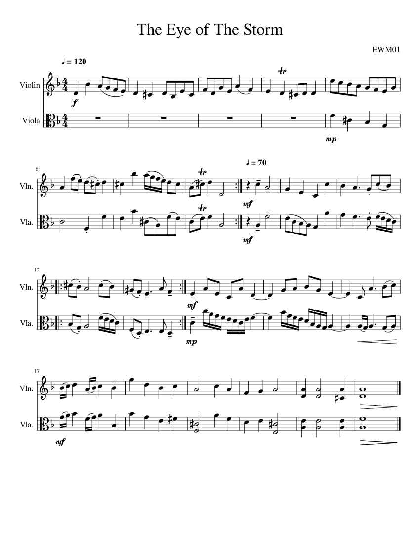 The Eye of The Storm Sheet music for Violin, Viola (String Duet ...