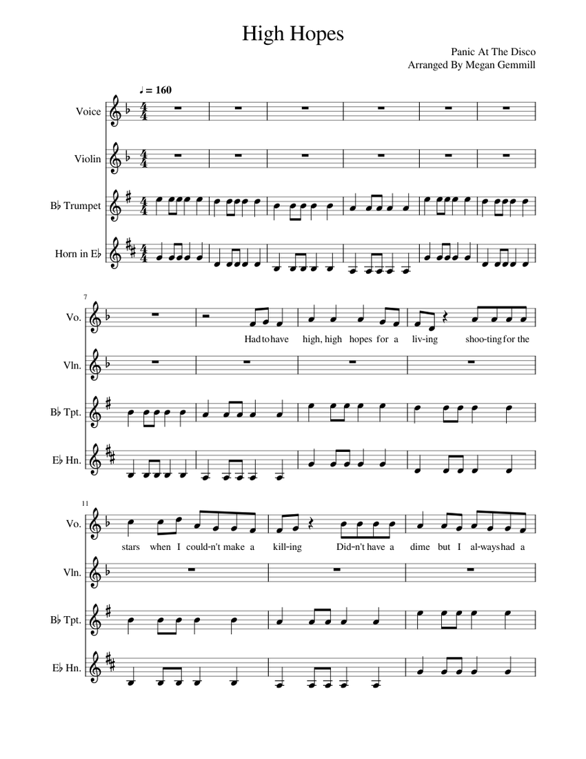 High Hopes Panic! At The Disco Sheet music for Vocals, Trumpet in b ...