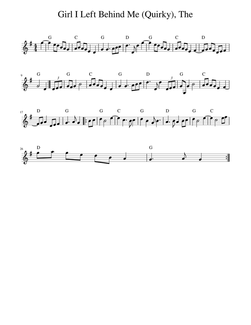 The Girl I Left Behind Me (Quirky) Sheet music for Piano (Solo) Easy ...