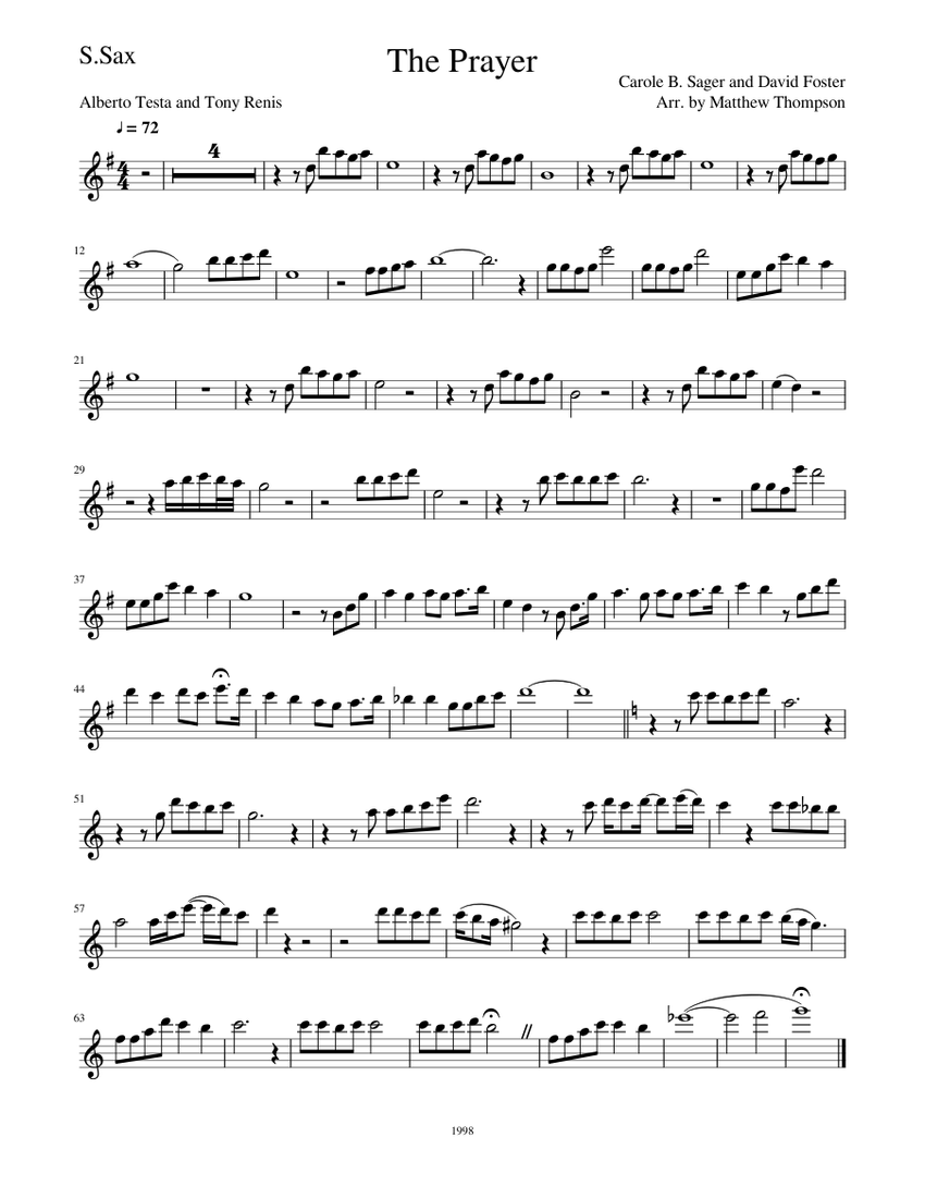 The Prayer Sheet music for Saxophone soprano (Solo) | Musescore.com