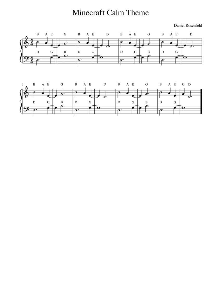 Minecraft Calm Theme Sheet music for Piano (Solo) | Musescore.com