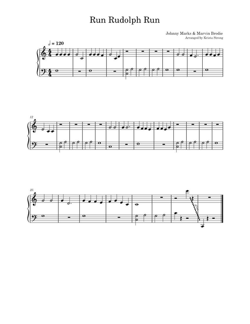 Run rudolph run – Johnny Marks Run Rudolph Run easy piano Sheet Music ...