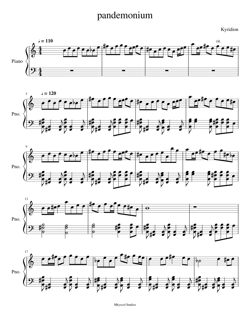 pandemonium Sheet Music for Piano (Solo) | MuseScore.com