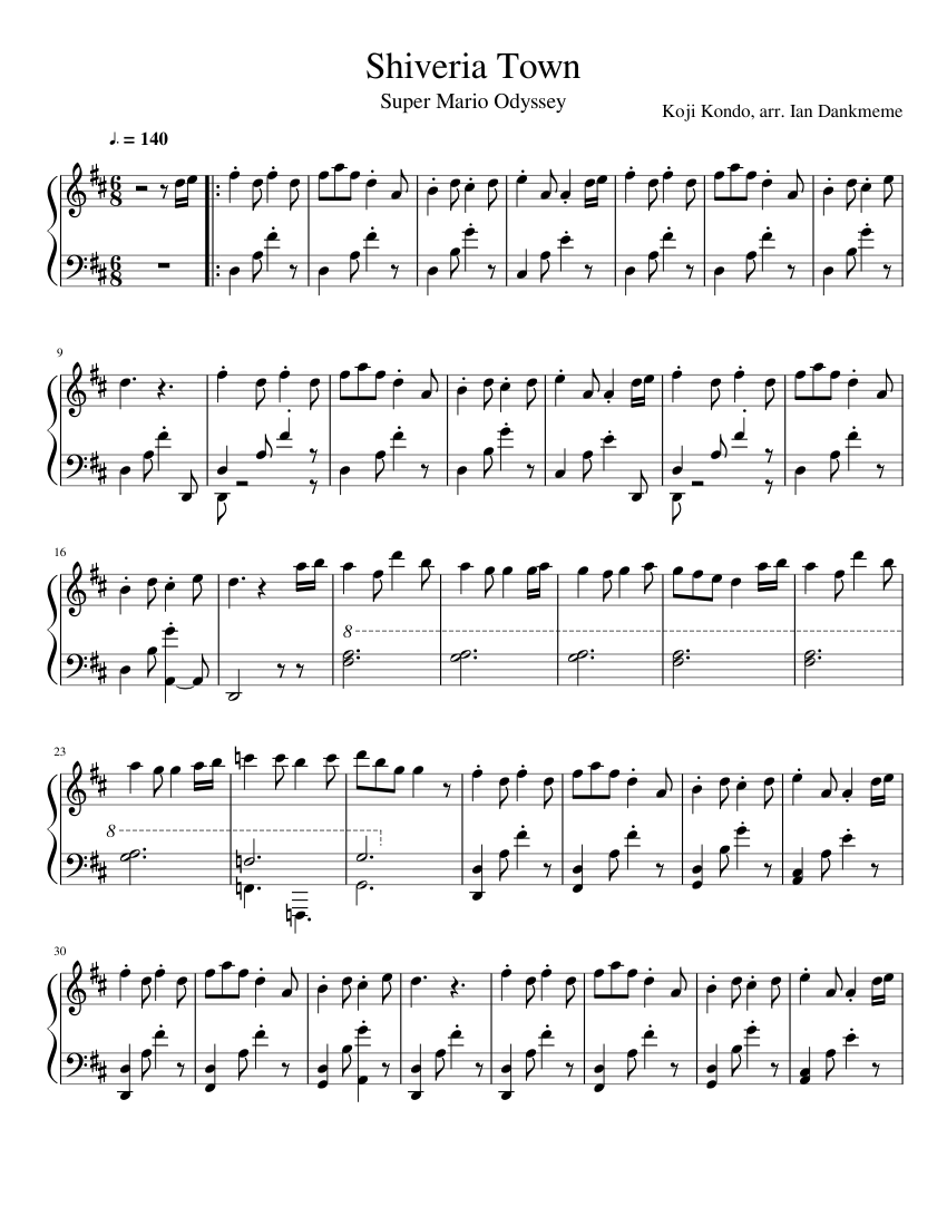 Shiveria Town - Super Mario Odyssey Sheet Music for Piano (Solo ...