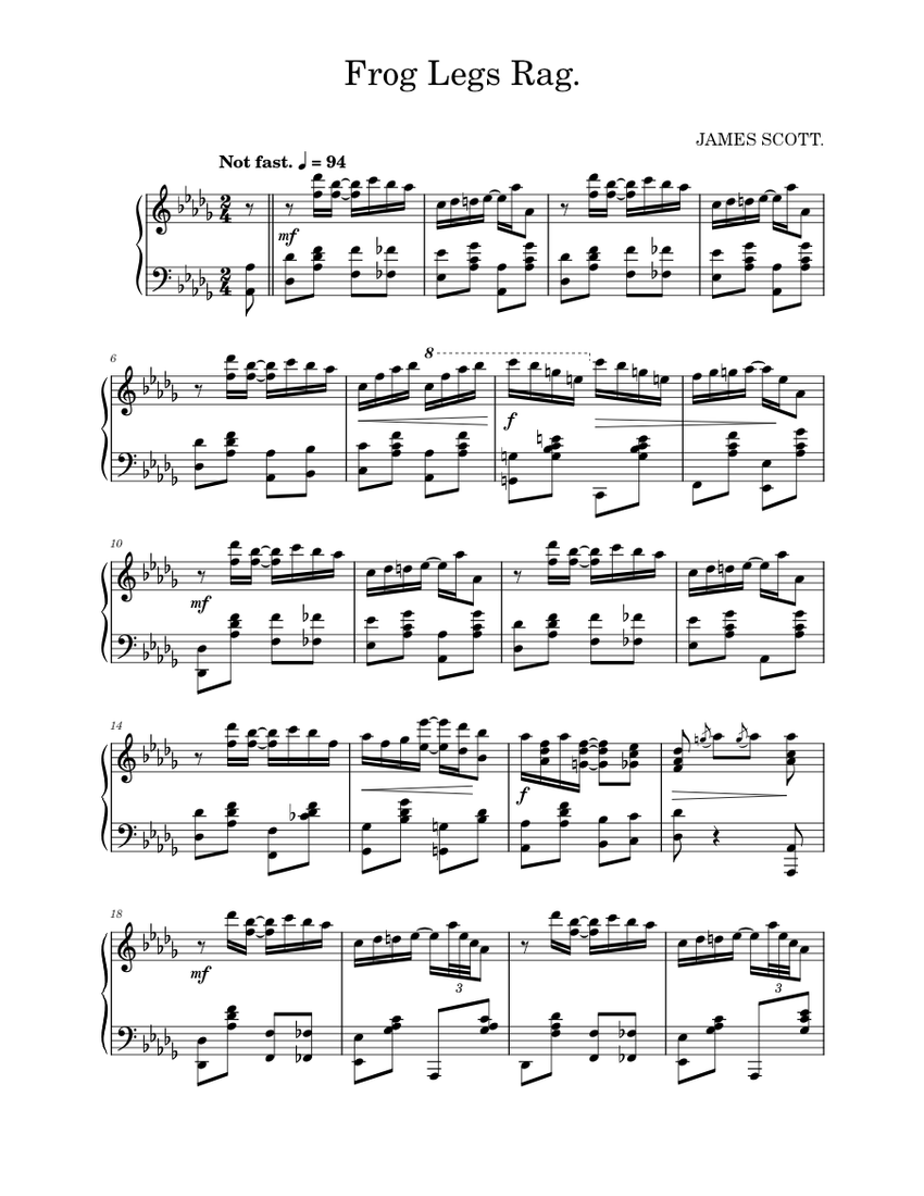 Frog Legs Rag (1906) by James Scott Sheet music for Piano (Solo ...