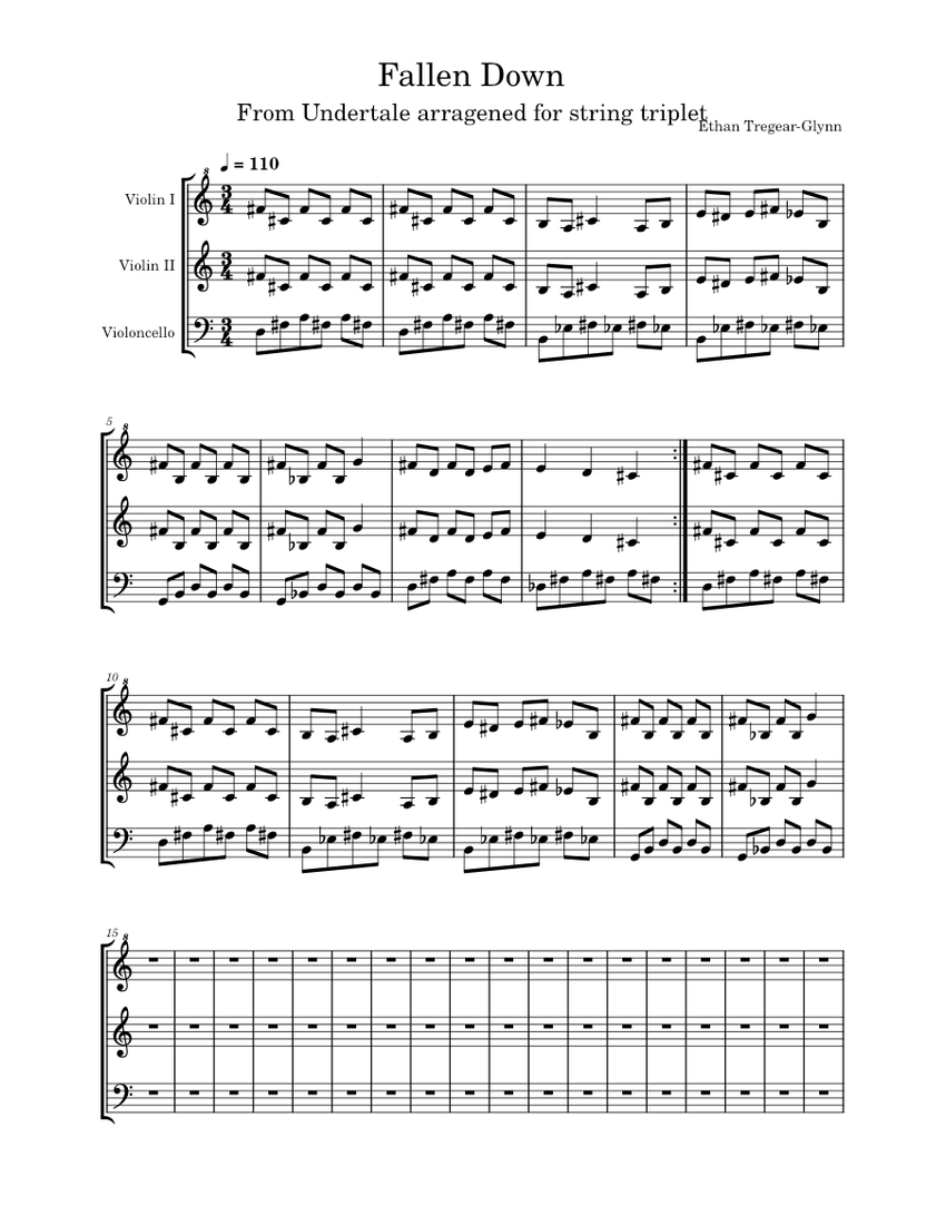 Fallen Down – Toby Fox Fallen Down (from Undertale) Sheet music for ...