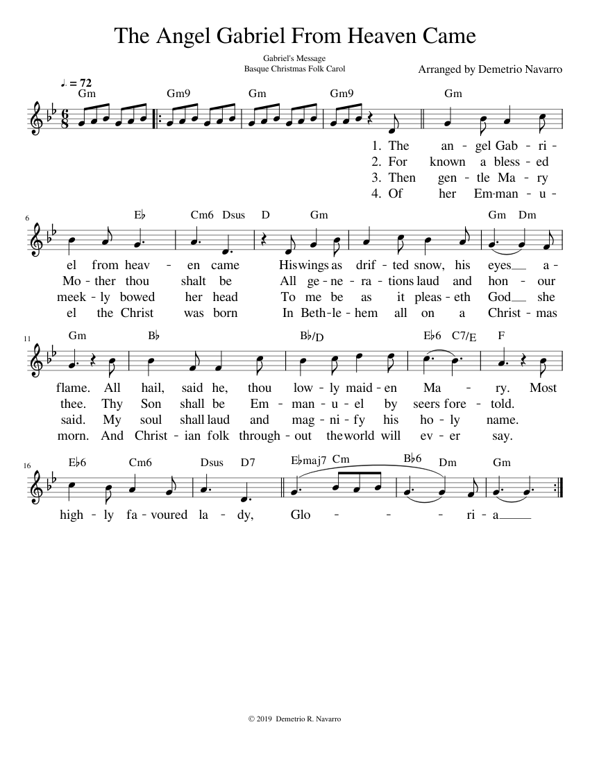 The Angel Gabriel From Heaven Came (Gabriel's Message) Sheet Music with ...