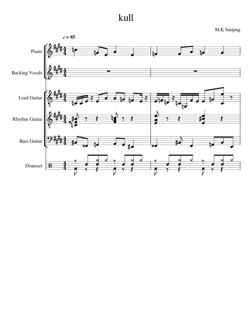 kull Sheet music for Piano, Vocals, Guitar, Bass guitar & more ...