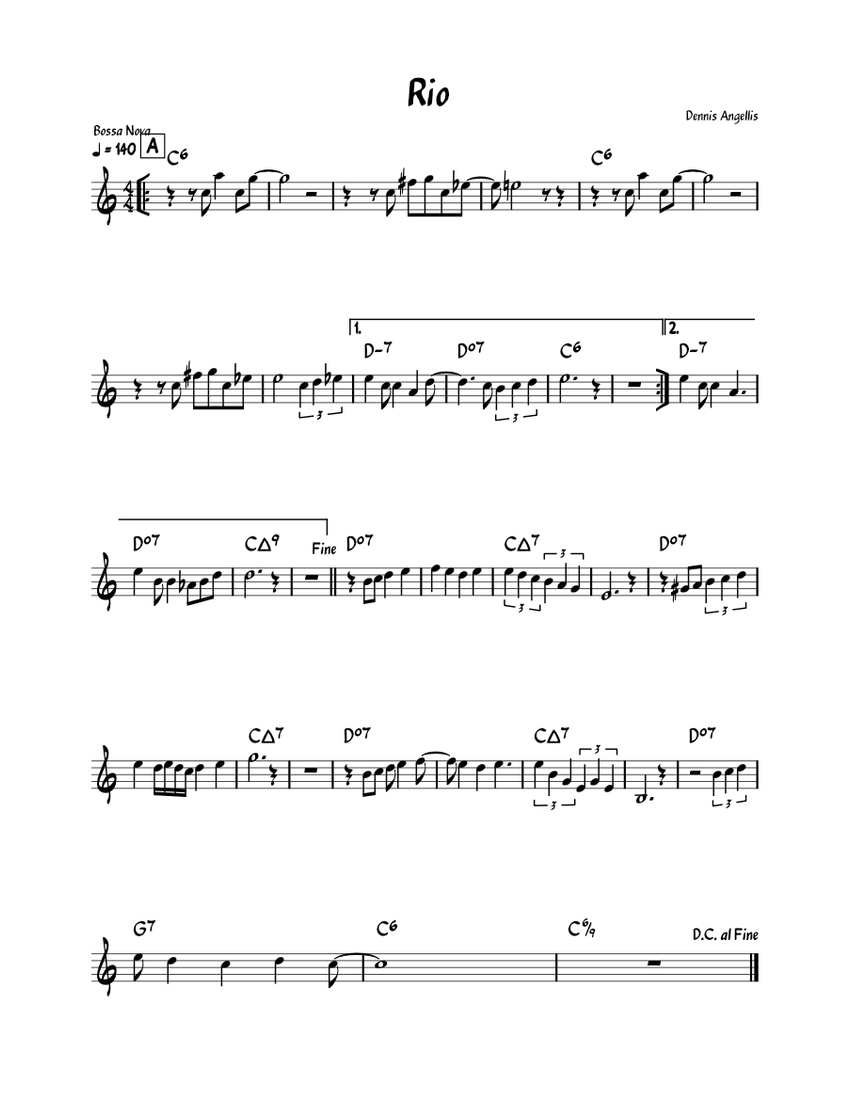 Rio - Dennis Angellis Sheet music for Piano (Solo) | Musescore.com