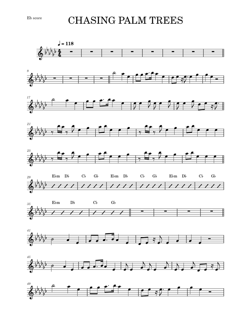 Chasing palm trees – Ehrling (ALTO SAX RMX) Sheet Music with Chords for ...