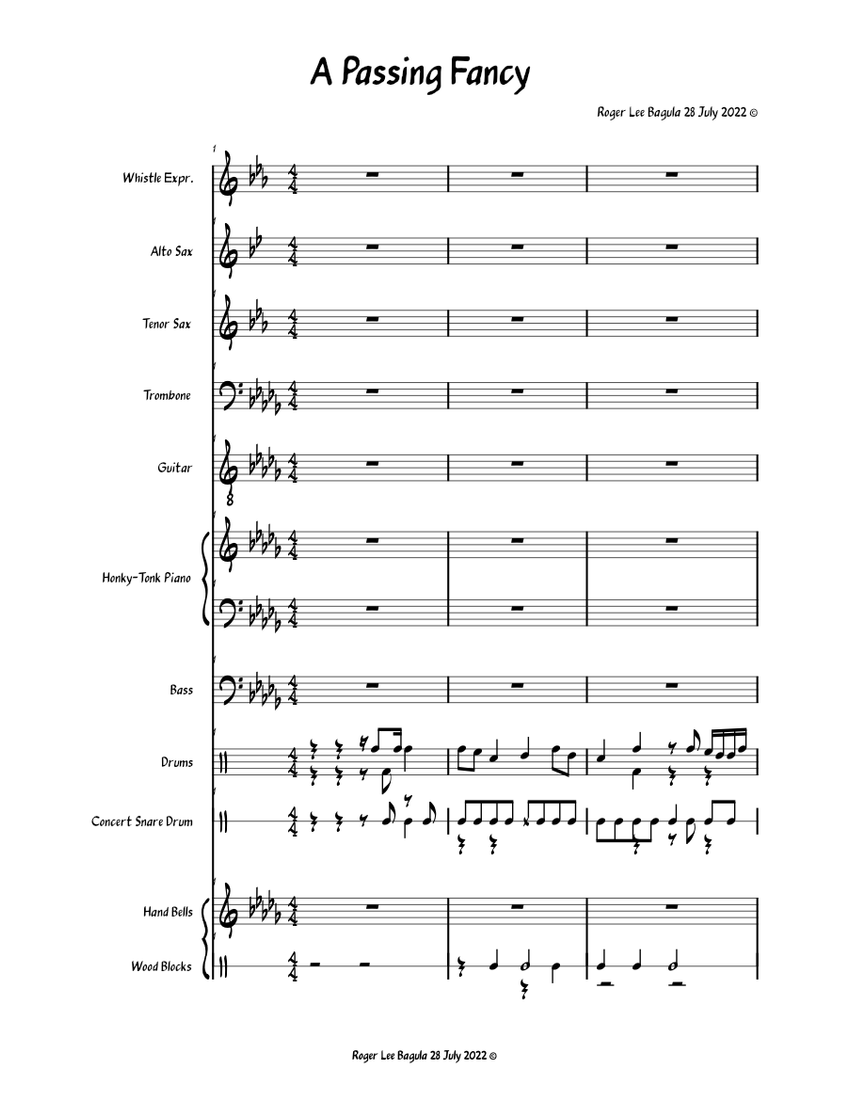 A Passing Fancy Sheet Music for Piano, Trombone, Saxophone alto ...