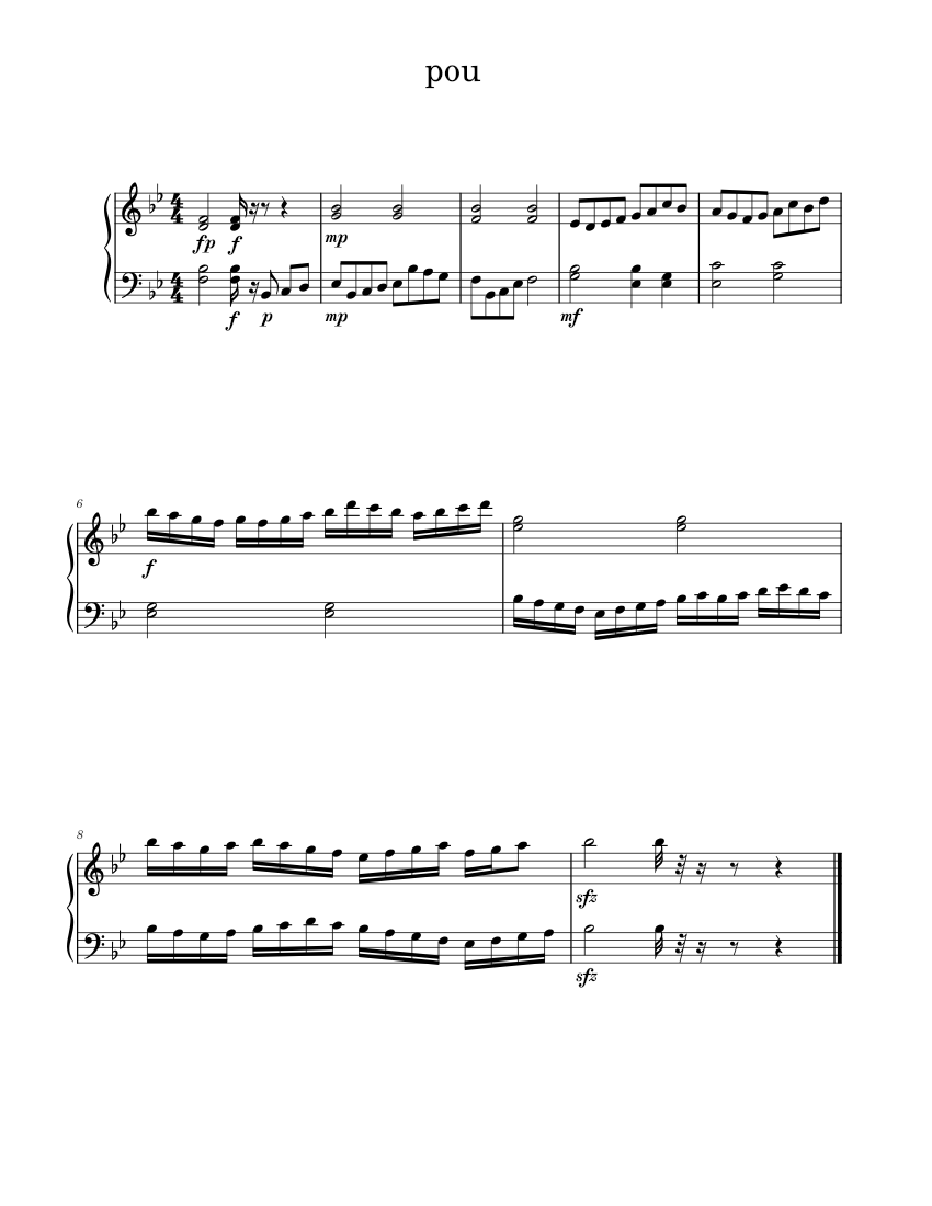 pou Sheet Music for Piano (Solo) | MuseScore.com