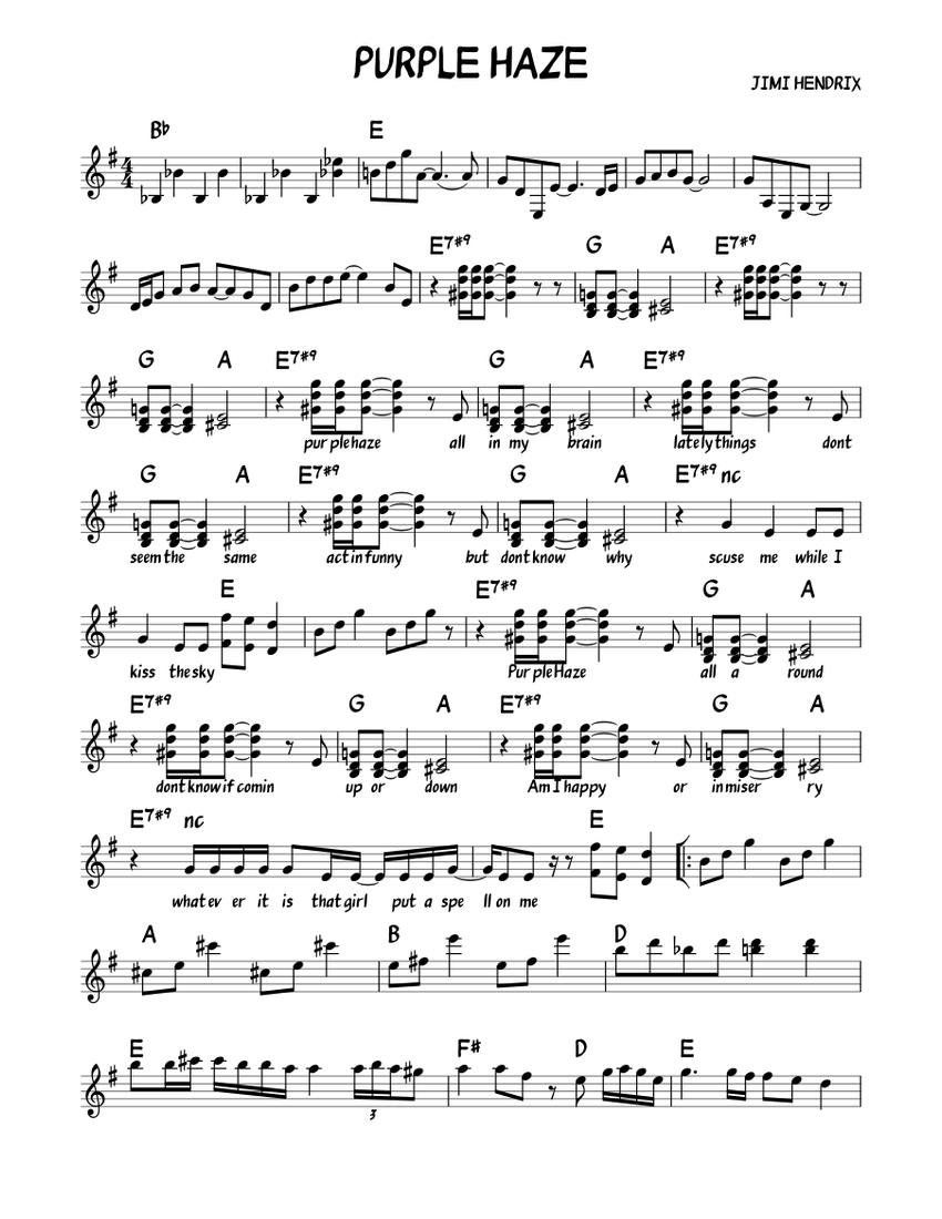 purple haze strumming pattern